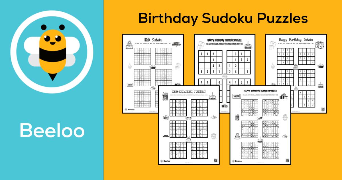Birthday-themed Sudoku Puzzles • Beeloo Printable Crafts and Activities ...