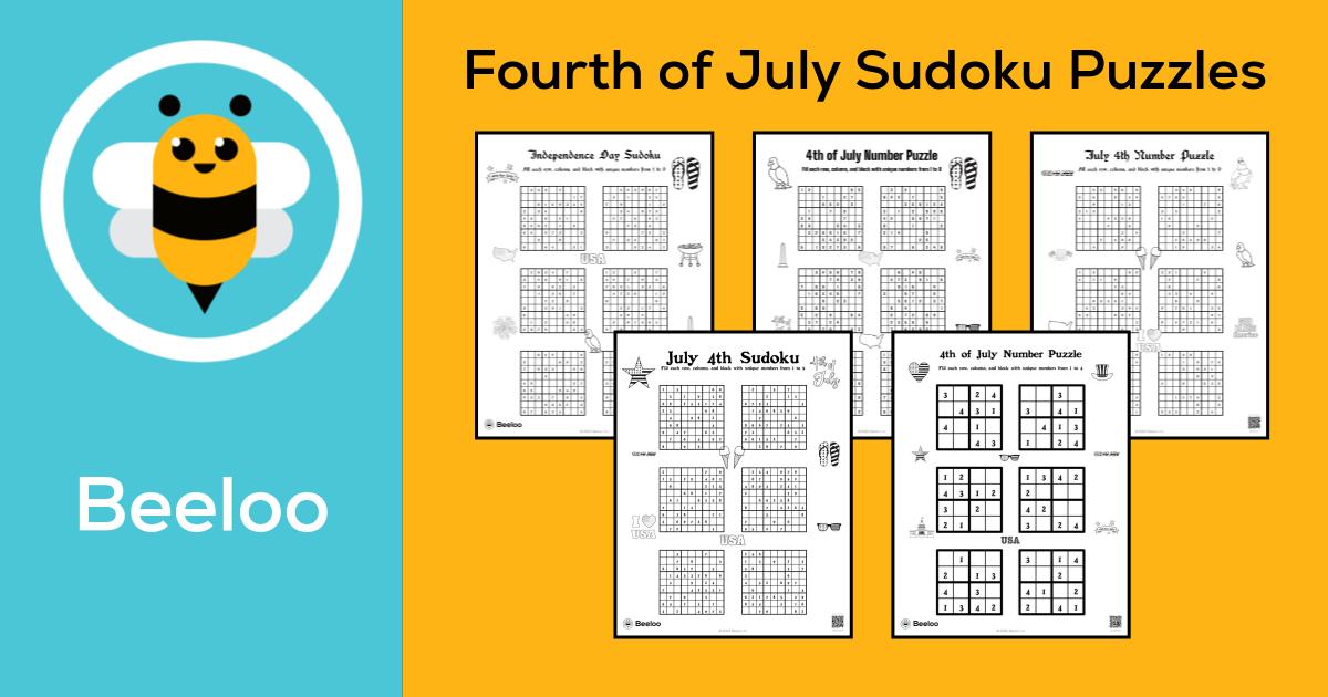 Fourth of July-themed Sudoku Puzzles • Beeloo Printable Crafts and ...