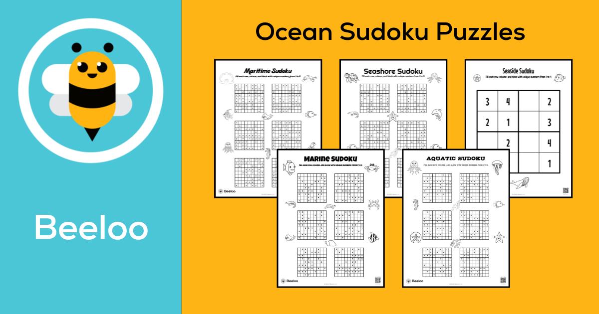 Ocean-themed Sudoku Puzzles • Beeloo Printable Crafts and Activities ...